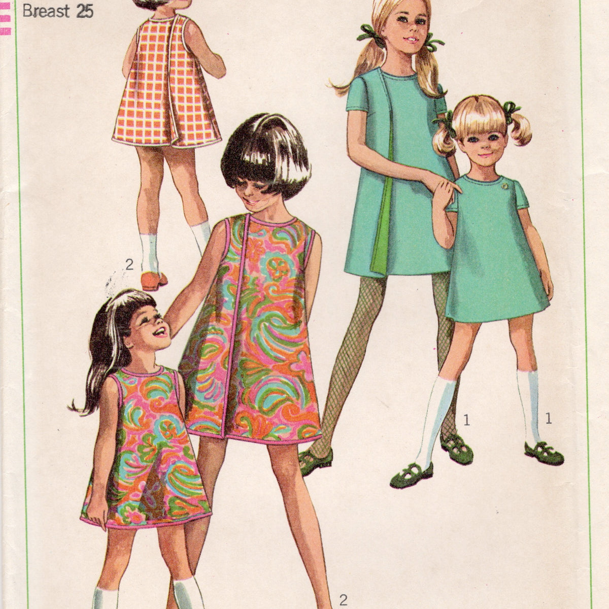 1960's Simplicity Child's Wrap Dress Pattern - Chest 25" - No. 7518 ...