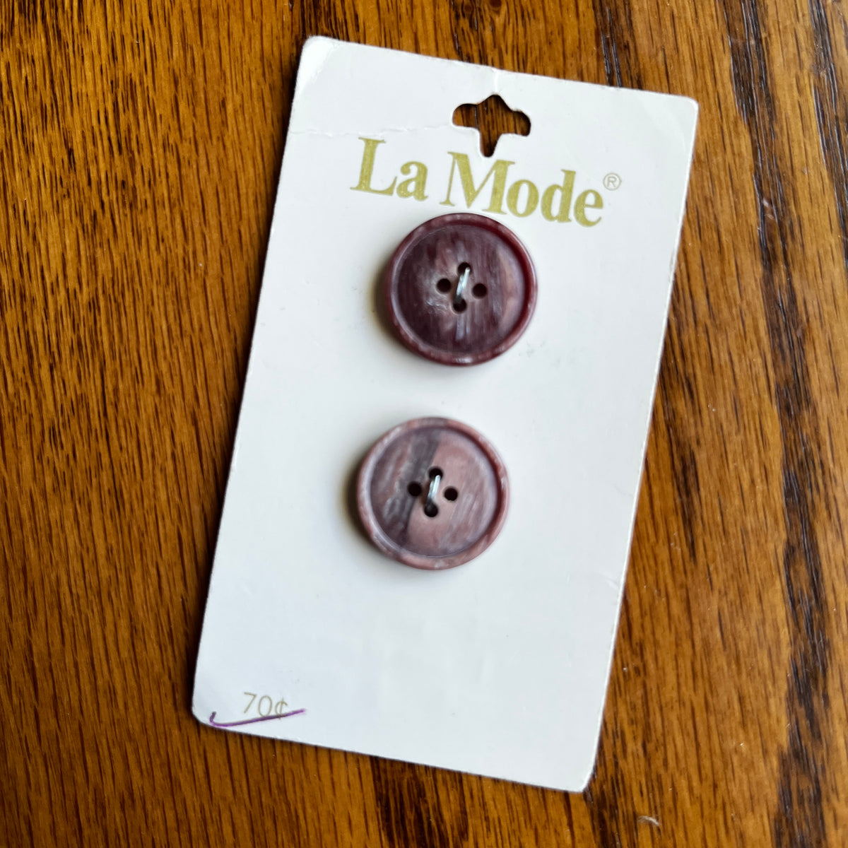 1980’s La Mode Purple Marbled Plastic Button - Set of 2 - 3/4” - on ca ...