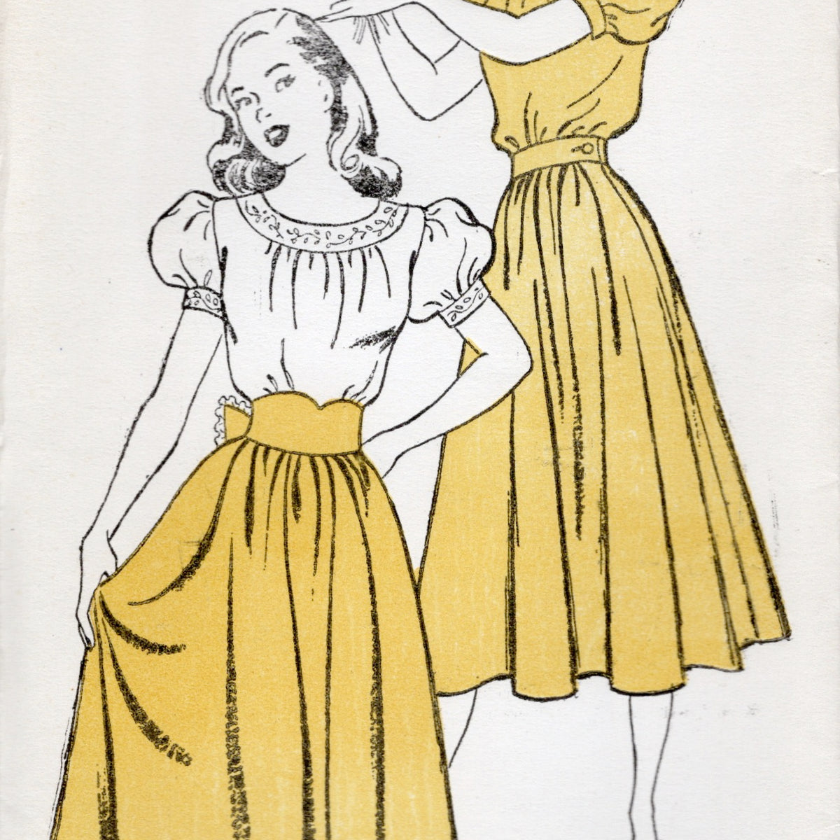 1940's New York Dress Pattern with Yokes and Puff Sleeves - Bust 29-35 ...