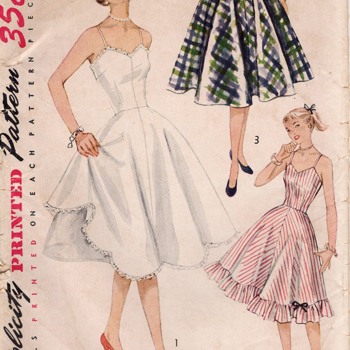 1950's Simplicity Full Slip and Flared Petticoat Pattern - Bust 31 ...
