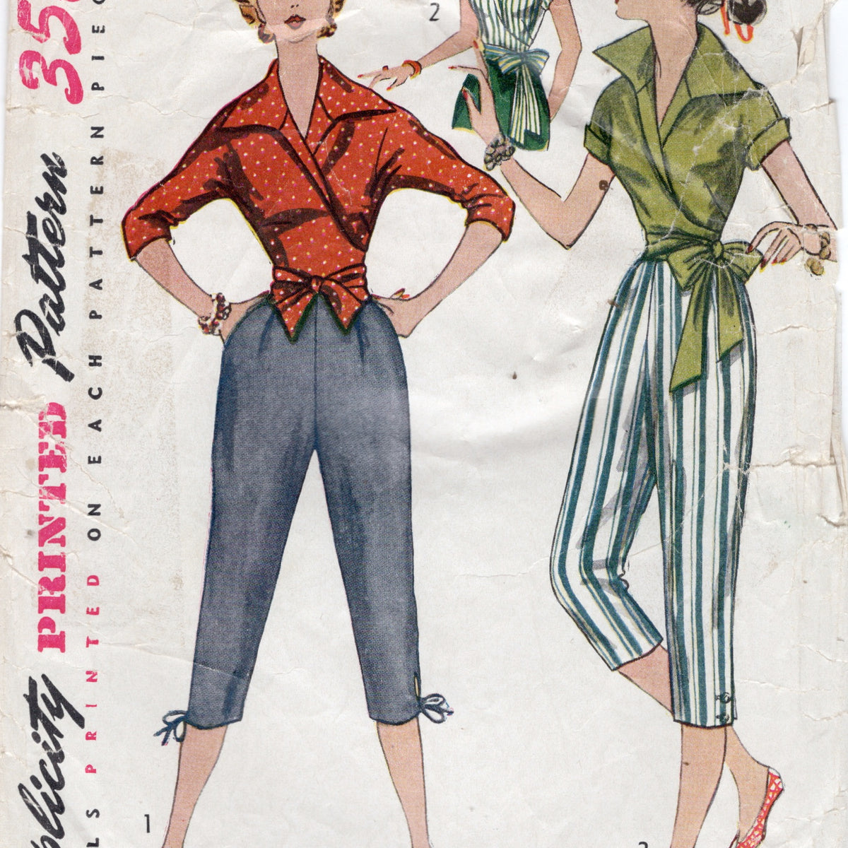 1950's Simplicity Wrap Top and Pedal Pushers - Bust 30" - No. 4255 ...