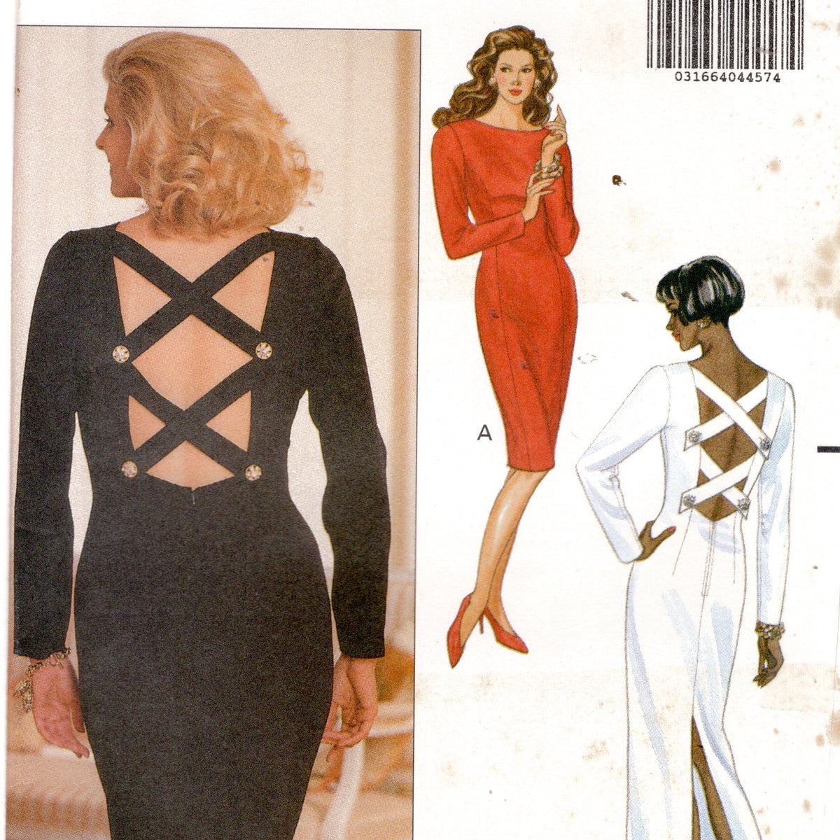 1990's Butterick Sheath Crossover Back Dress Pattern with Pockets - Bu ...