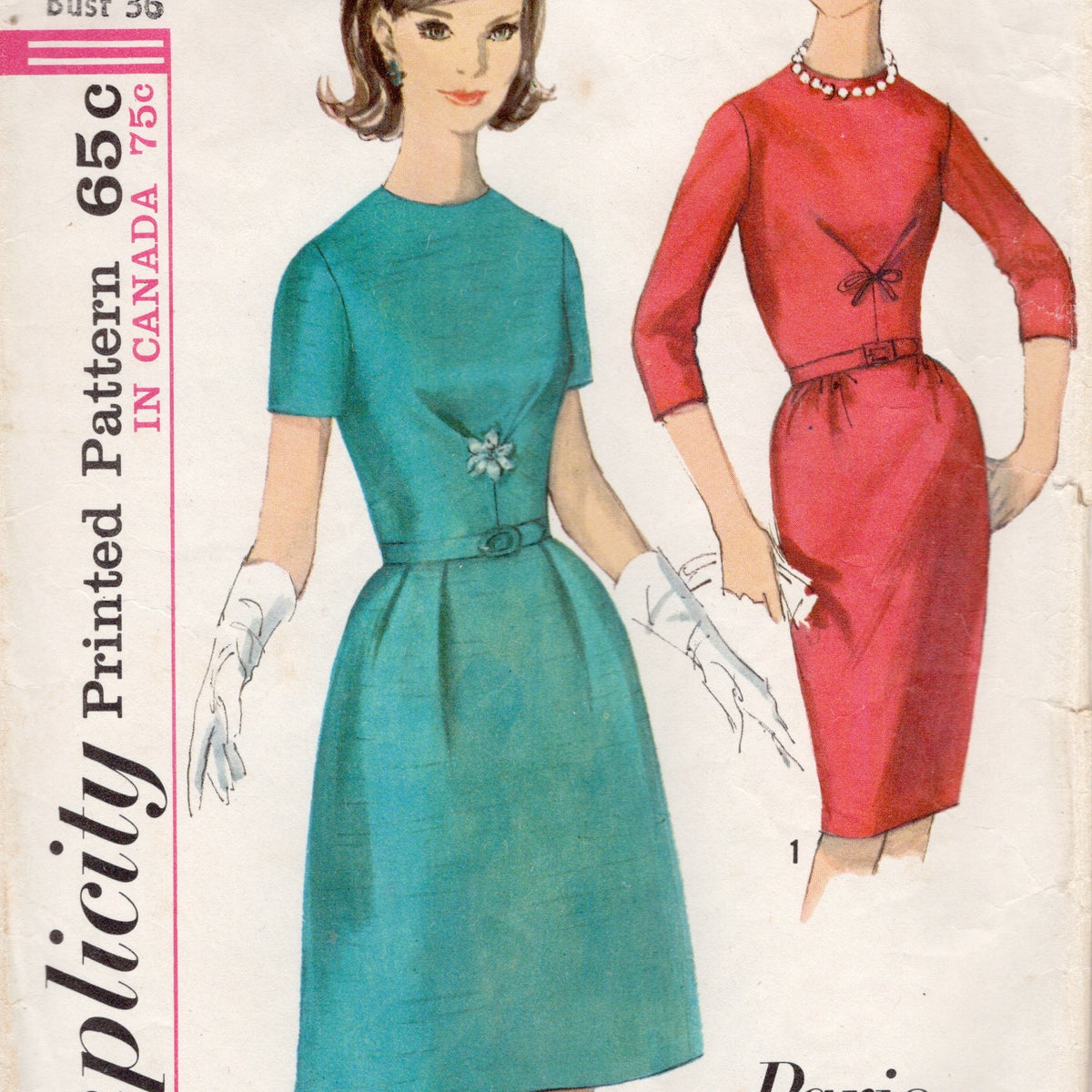 1960's Simplicity “Paris Fashion” Dress Pattern - Bust 36" - No. 5663 ...