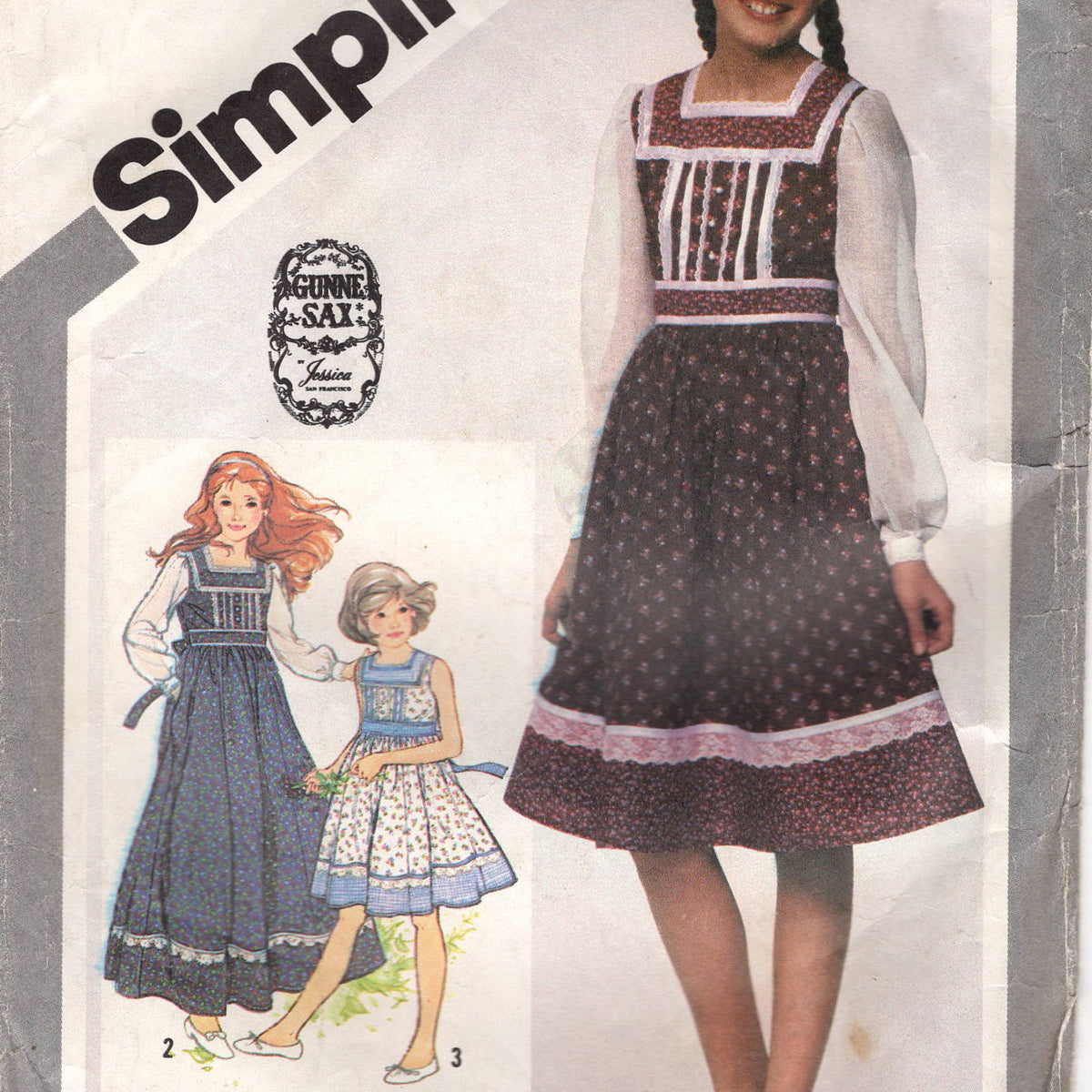 1980's Simplicity GUNNE SAX Girl's Square Neckline Dress Pattern - Che ...