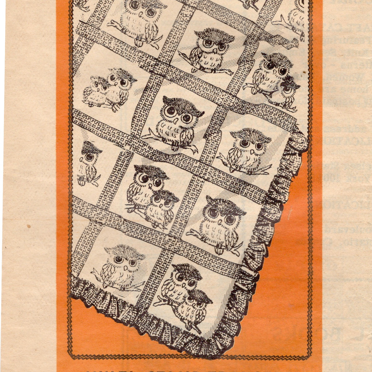1980's Mail Order Owl Coverlet Transfer Pattern - No. 631 – Backroom Finds