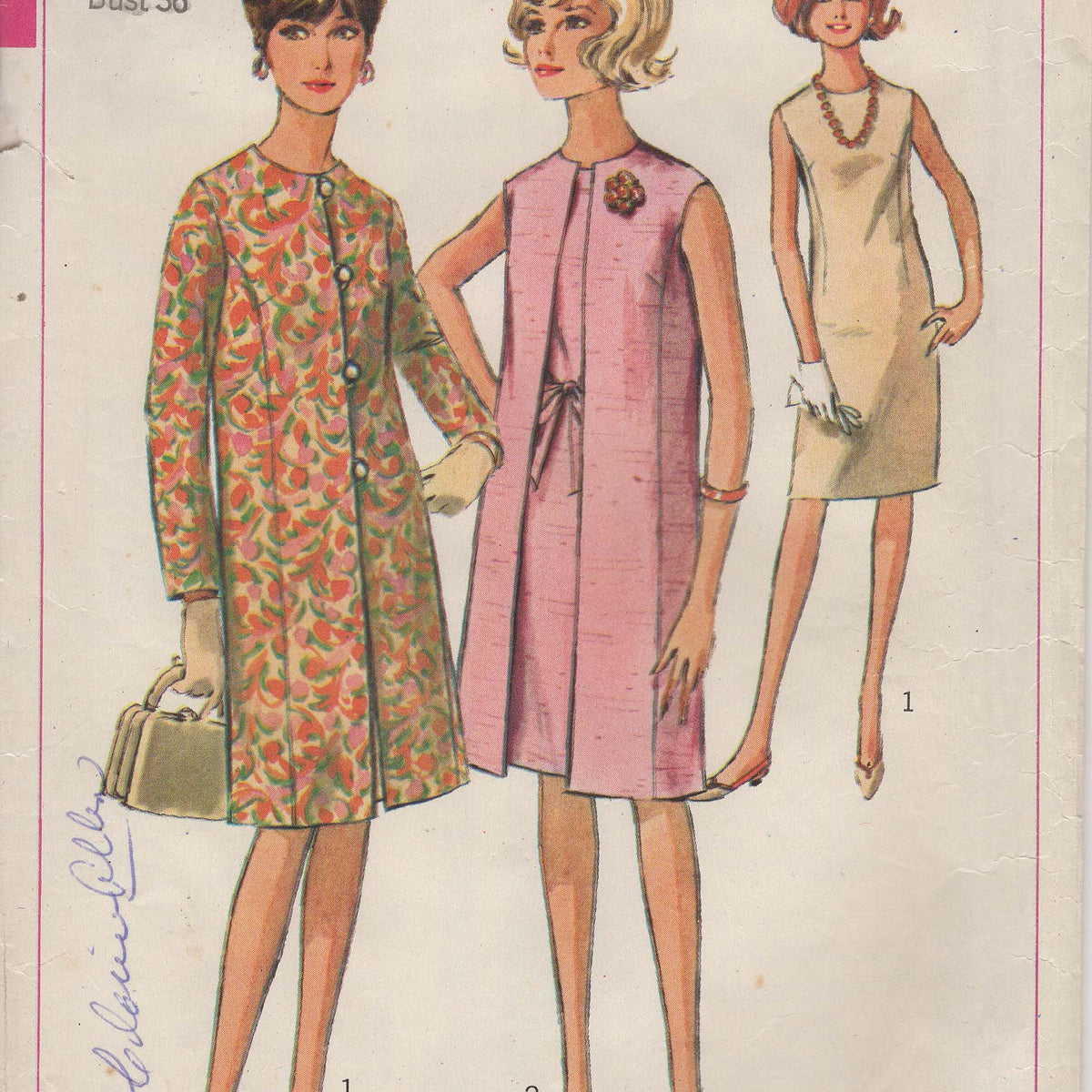 1960's Simplicity Sheath Dress and Coat Pattern - Bust 36" - No. 6356 ...