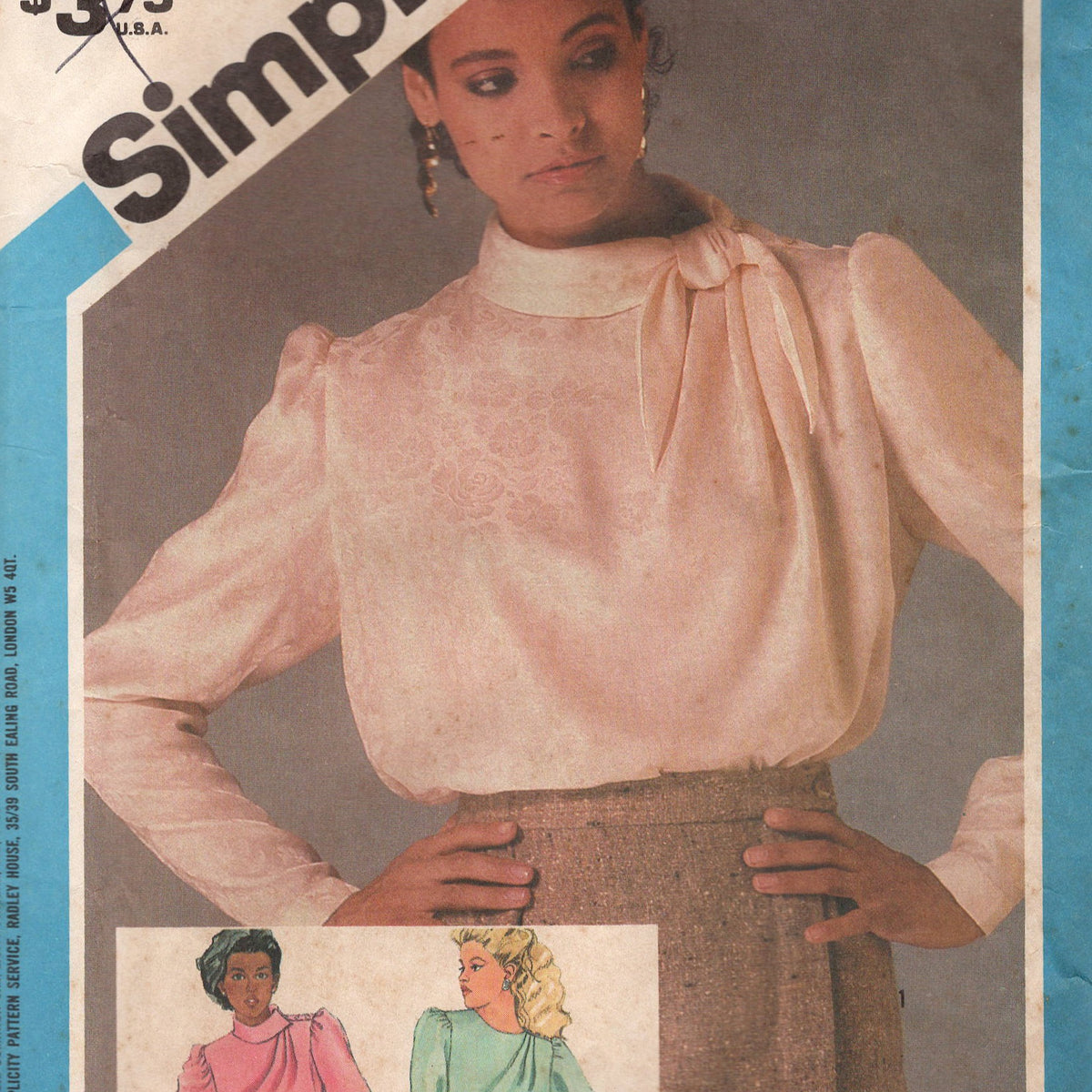 1980's Simplicity Blouse Pattern with Tucked Front with or without col ...