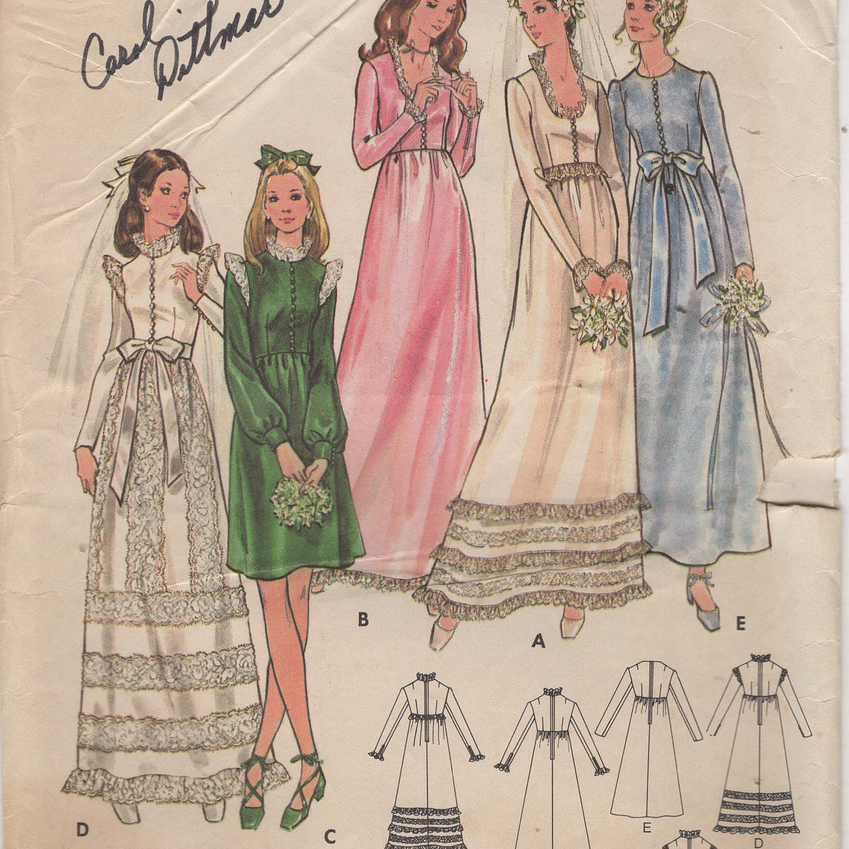 1970's Butterick Wedding or Bridesmaid Dress - Bust 32-34" - No. 6469 ...