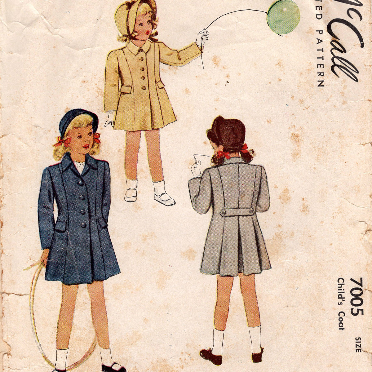 1940's McCall Child's Princess Line Coat Pattern - Sz 3 - Chest 22 ...