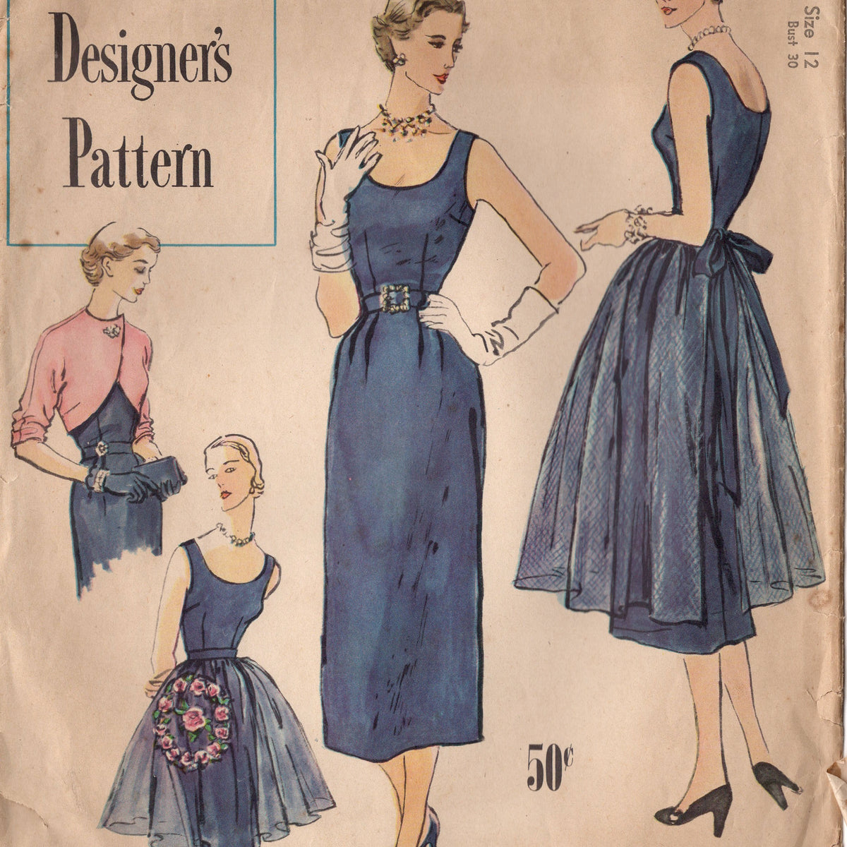 1950’s Simplicity Designer One Piece Dress Pattern with Bolero Jacket ...
