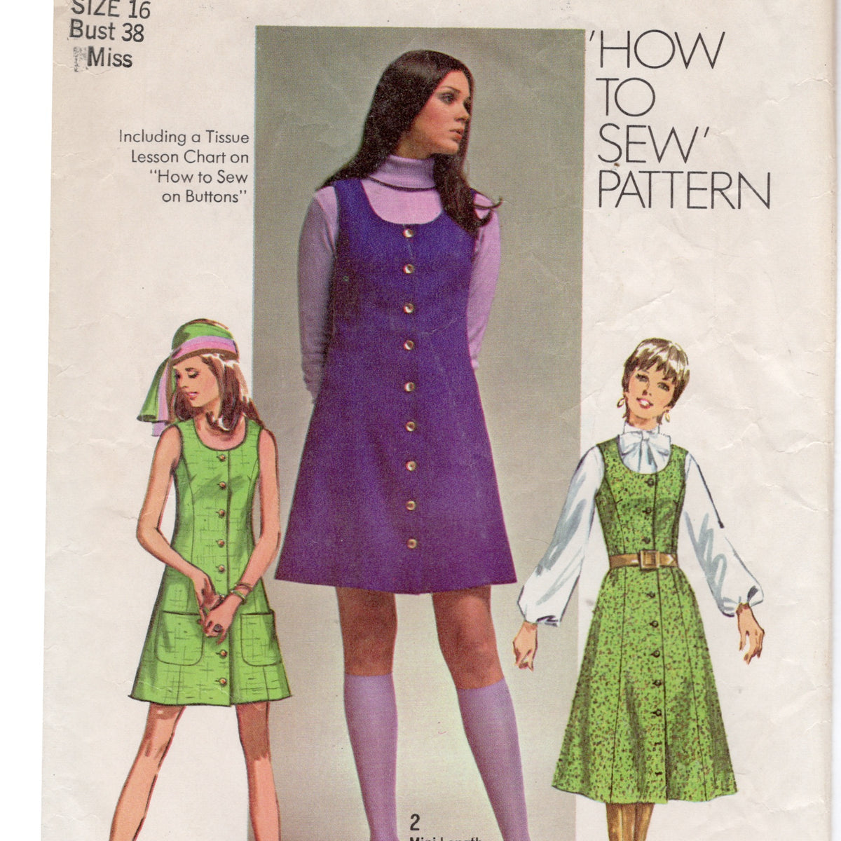 1970's Simplicity "How to Sew" Princess Line Button Up Dress Pattern ...