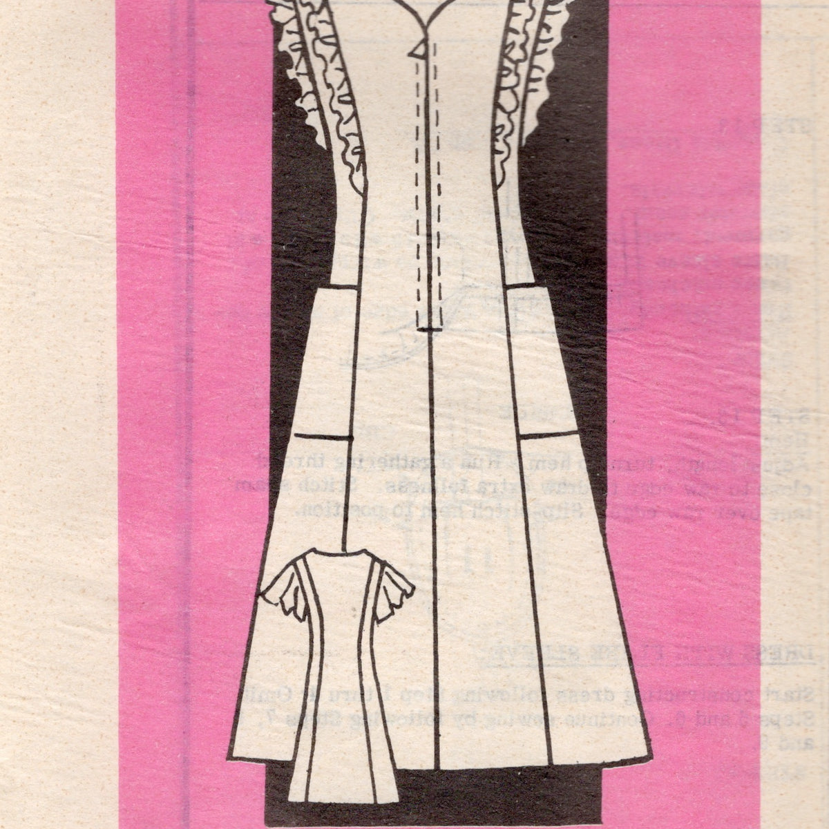 1980's Mail Order Princess Line Zip Front Dress with Ruffle or Flutter ...