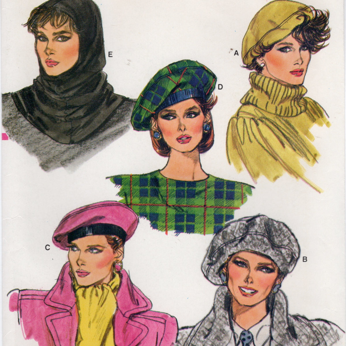 1980's Vogue Hood and Beret Hat - All sizes - No. 9454 – Backroom Finds