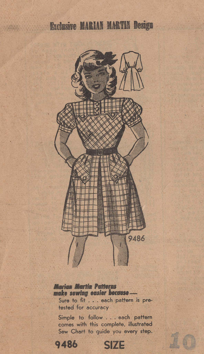1940's Marian Martin Child’s Yoked Dress Pattern - Chest 28" - No. 948 ...
