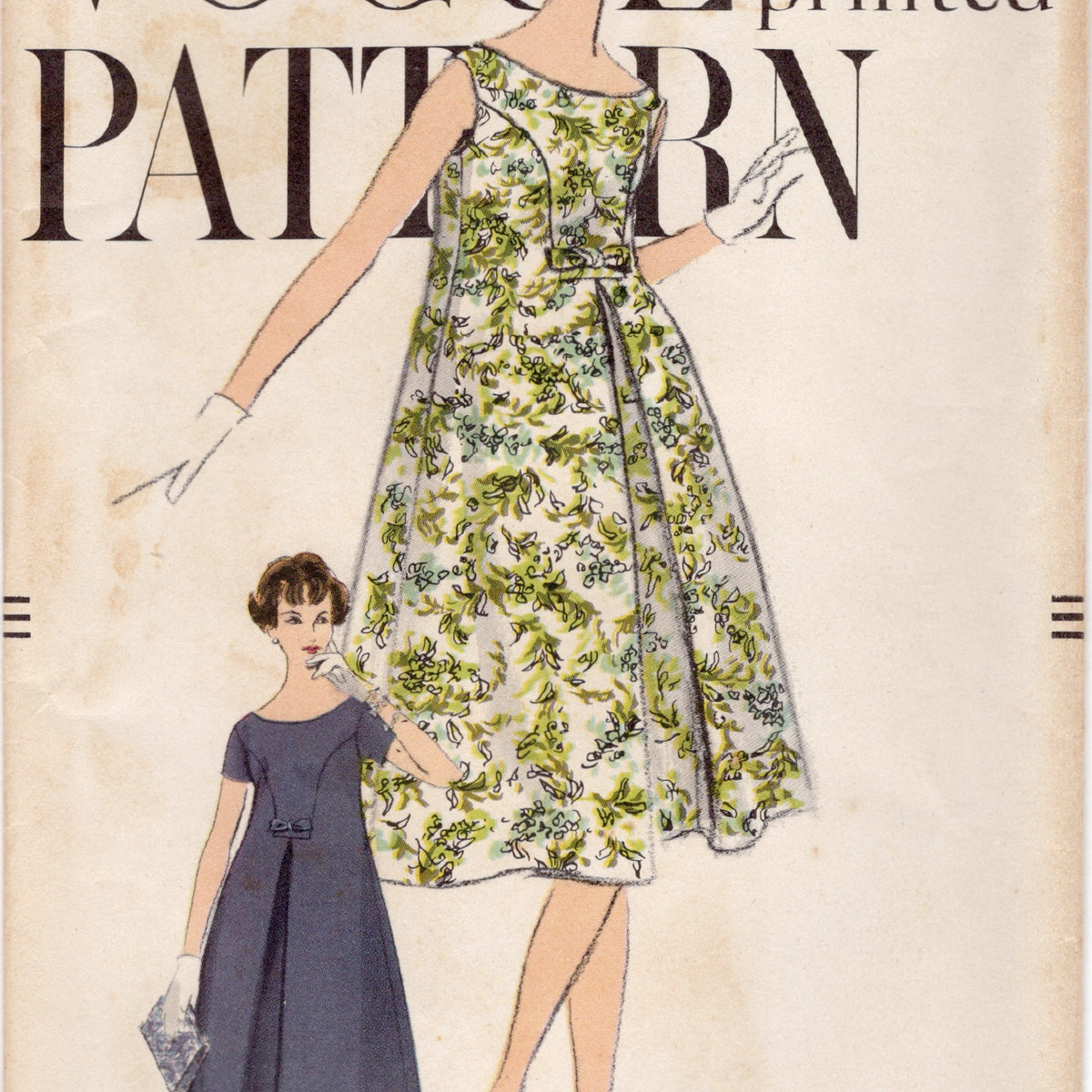 1950's Vogue "Easy-to-Make" One Piece Dress Pattern with Princess Line ...