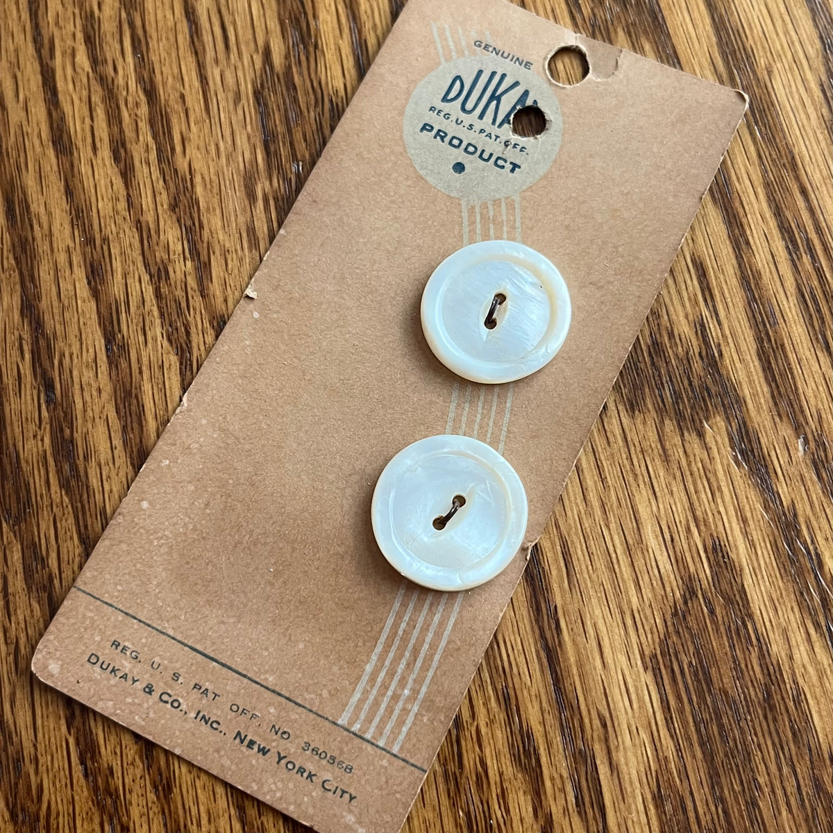 1940’s Dukay Mother of Pearl Buttons - White - 7/8" - on card ...