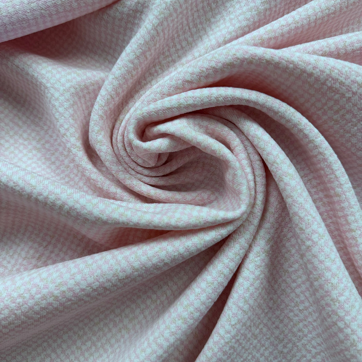 1970's Pink and Cream Polka Dot Texturized Polyester Fabric by Stehli ...