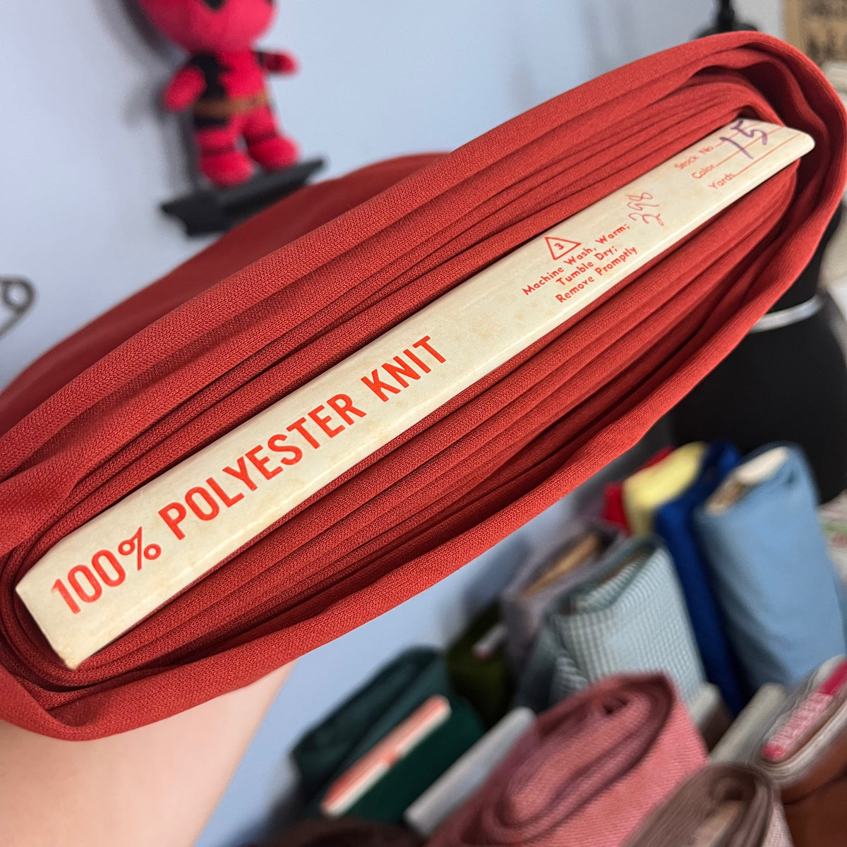 1970’s Burnt Orange Stretchy Polyester Knit Fabric - BTY – Backroom Finds