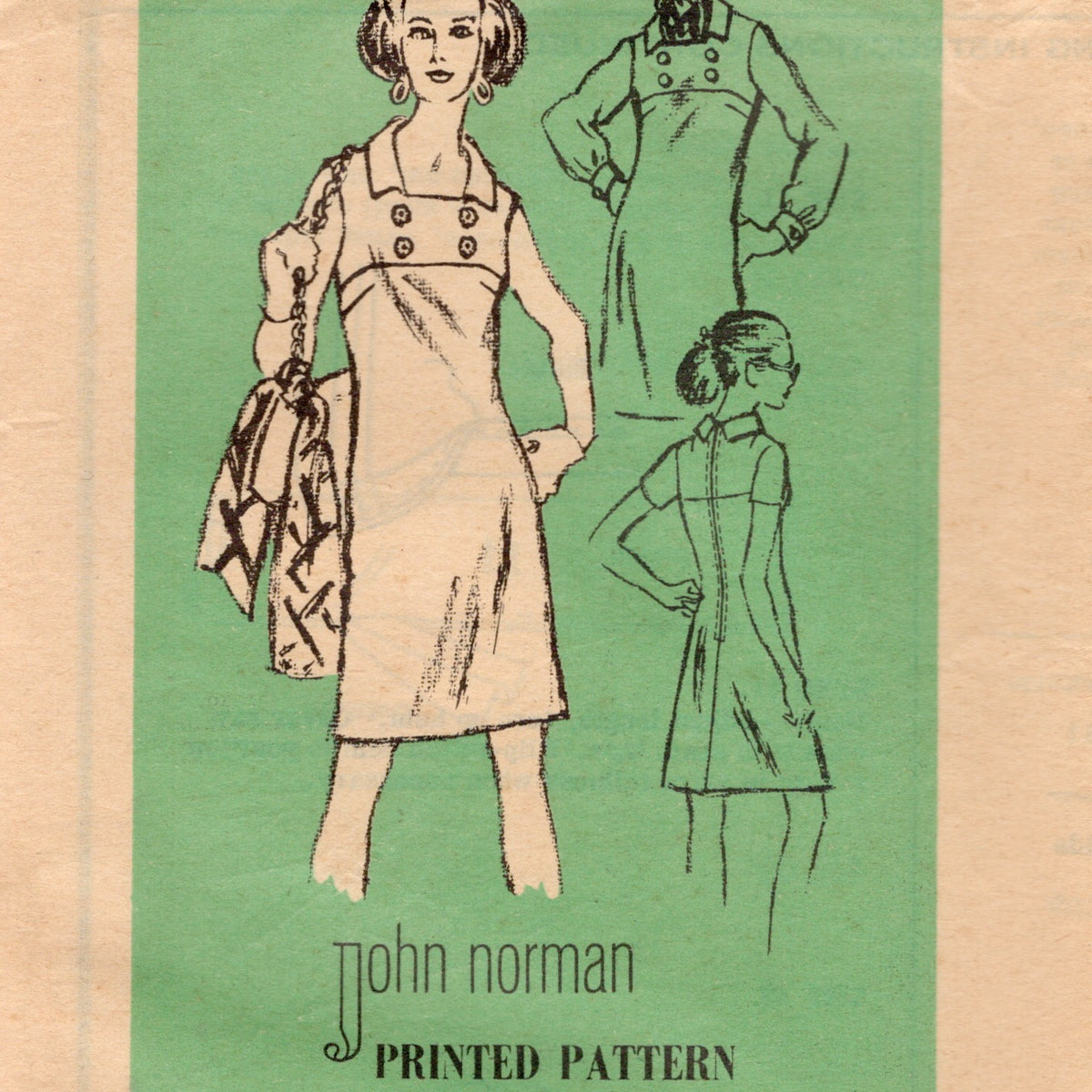 1960's Prominent Designer John Norman Yoked Dress Pattern - Bust 38 ...
