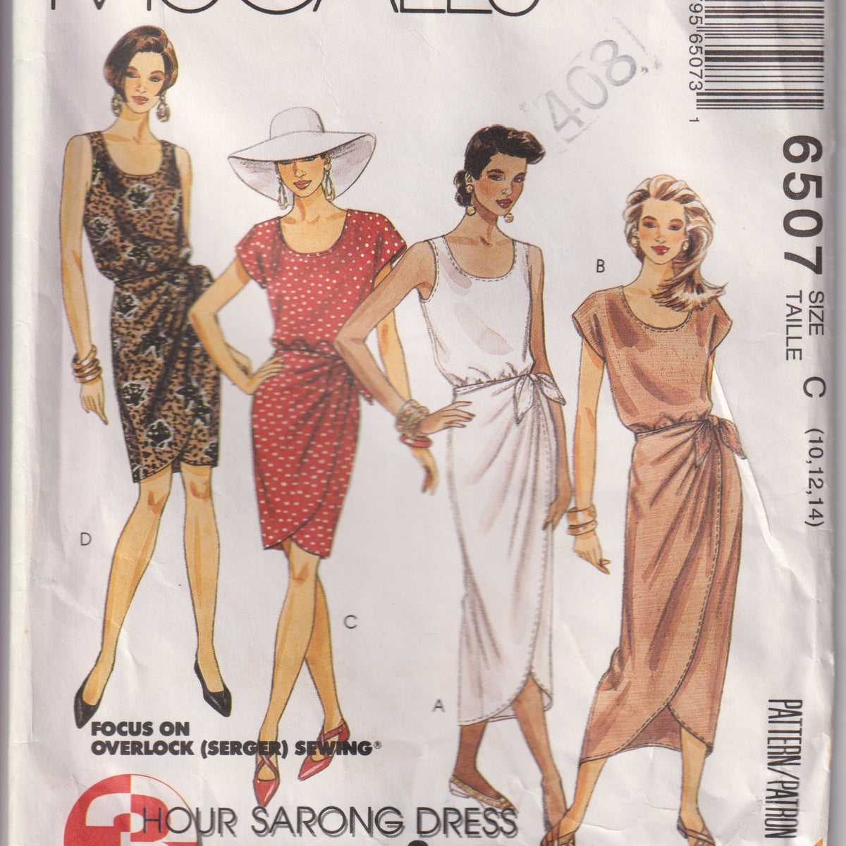 1990's McCall's Mock Sarong Dress in Two Lengths Pattern - Bust 32.5-3 ...