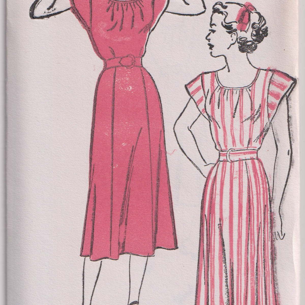 1940's New York Gathered Front Dress with Cap Sleeves - Bust 32-38 ...