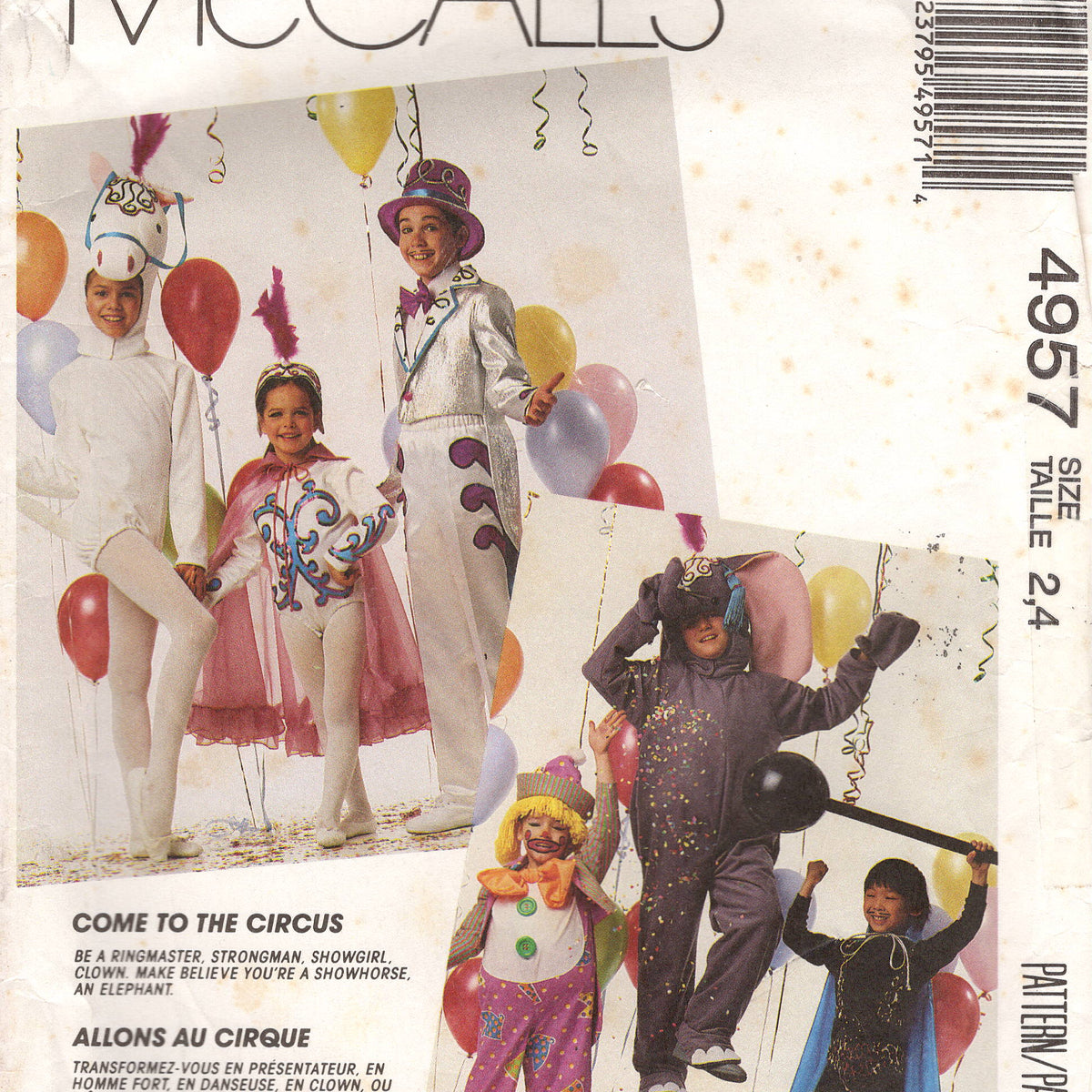 1990's McCall's Child's Circus Costumes, Elephant, Horse, Ring Master ...