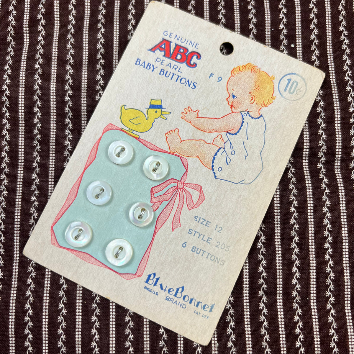 1950’s Blue Bonnet ABC Pearl Baby Buttons - Opaque - on card – Backroom ...